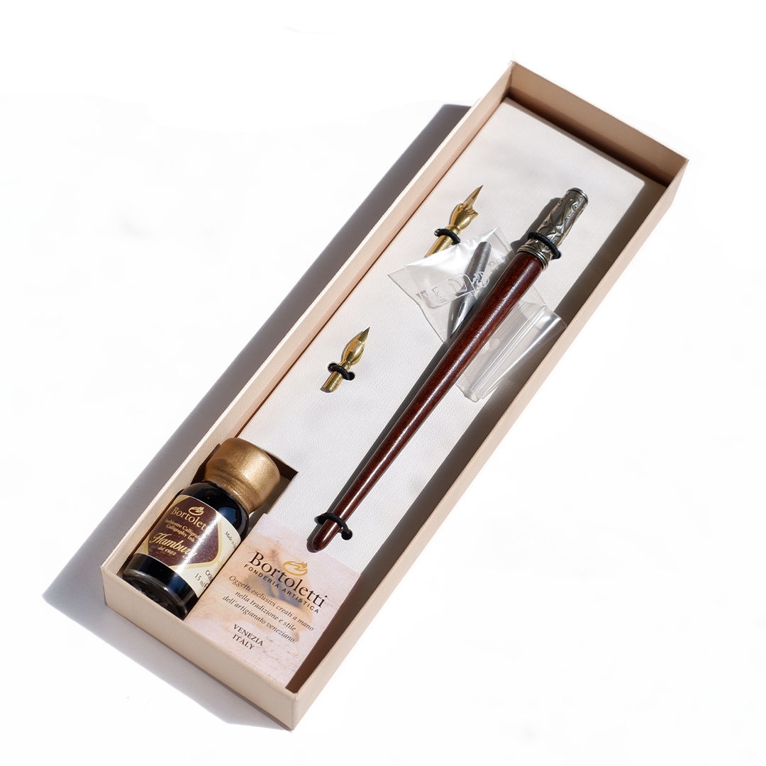 Bortoletti - Wood and Bronze - Dip Pen Calligraphy Set– Papier Plume