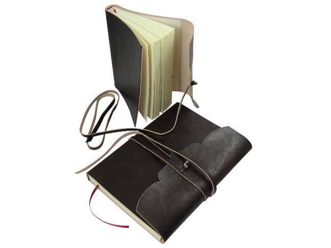 Softcover Leather Lined Journal with Wraparound Strap | Papier Plume